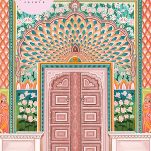 Lotus gate print / Lotus gate art work / India wall art / | Etsy