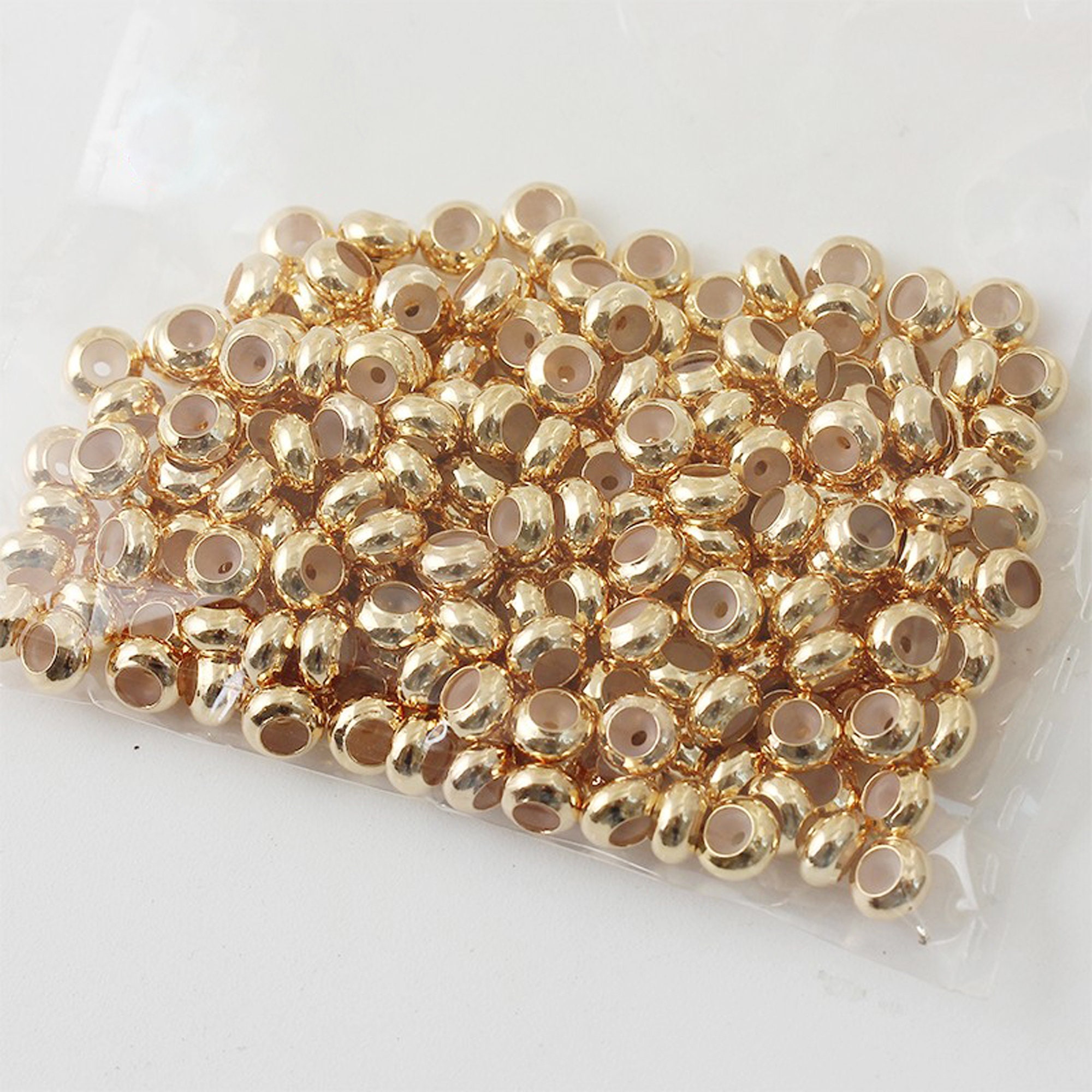 10pcs Real Gold Plated Rubber Stopper Bead 6mm/8mm Silicone Slider ...