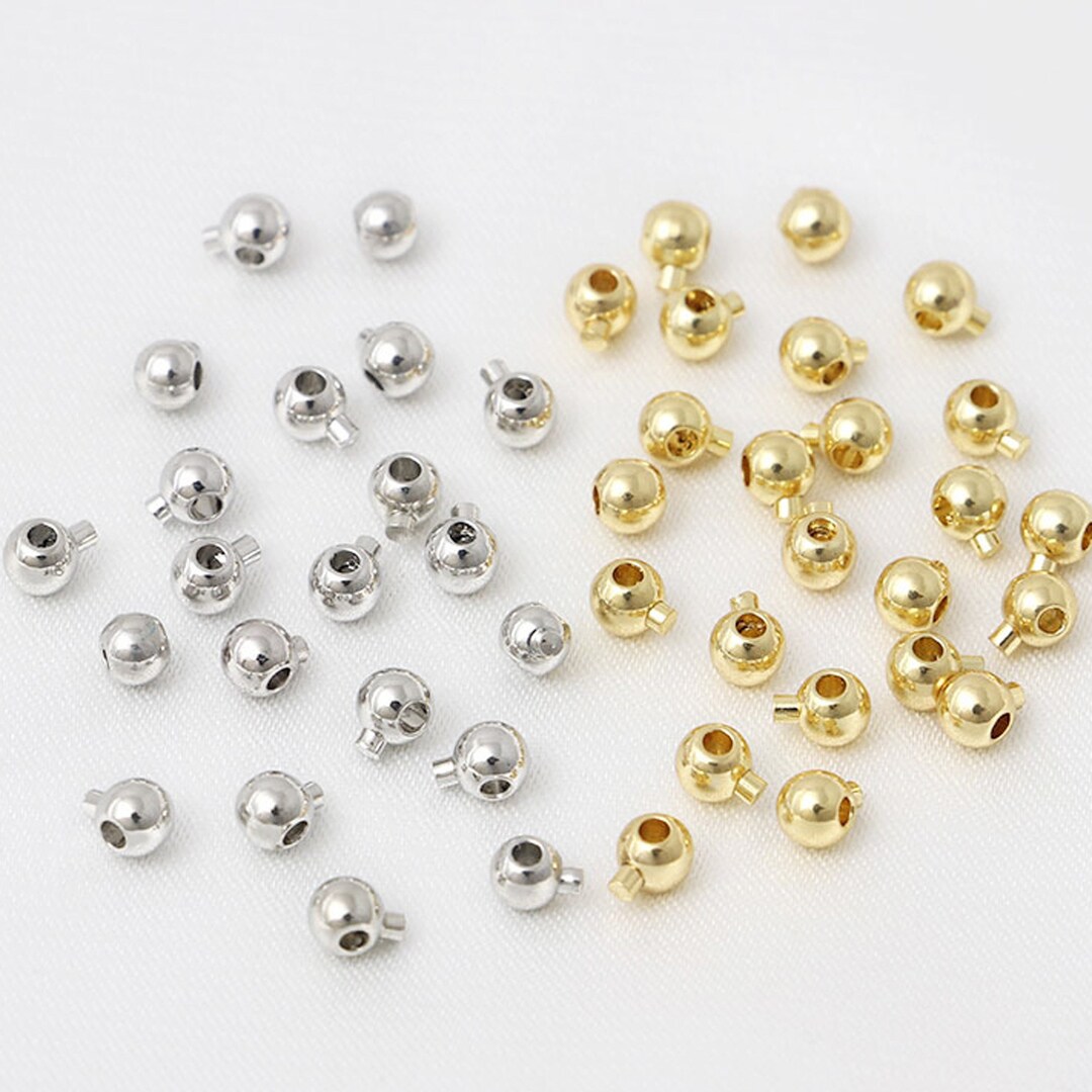 10PCS Real Gold Plated Crimp Bead,3mm, Press Type Ending Beads, Bead ...