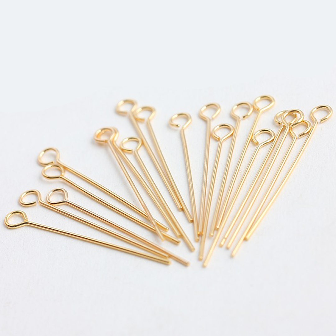 100pcs Real Gold Plated Brass Eye Pin, 25*0.5mm, 50*0.5mm, Gold Eye ...