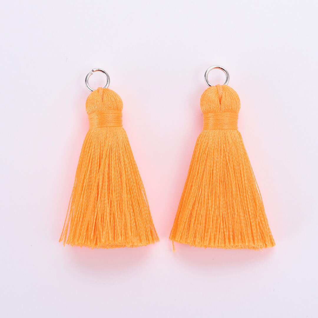 6pcs Silky Tassels,neon Orange Thread Tassels,jewelry Tassel,4cm Short ...