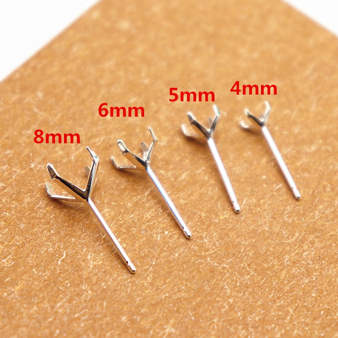 20 Pair Ear Stud Setting,earring Posts,sterling Silver Earring Post ...