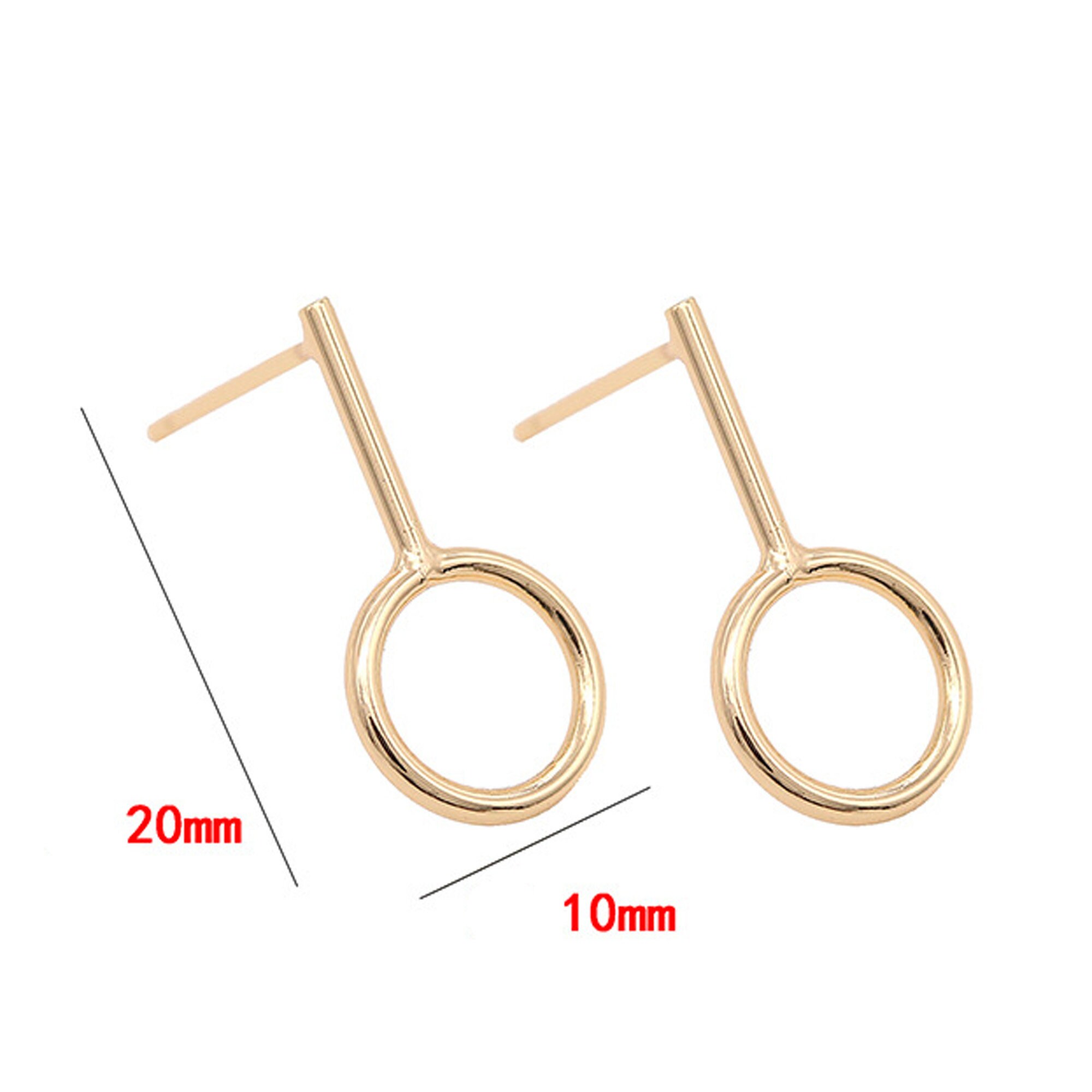 10PCS Real Gold Plated Circle Earrings,geometric Earring,round Post ...