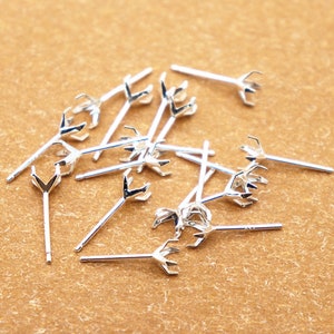 20 Pair Ear Stud Setting,earring Posts,sterling Silver Earring Post ...
