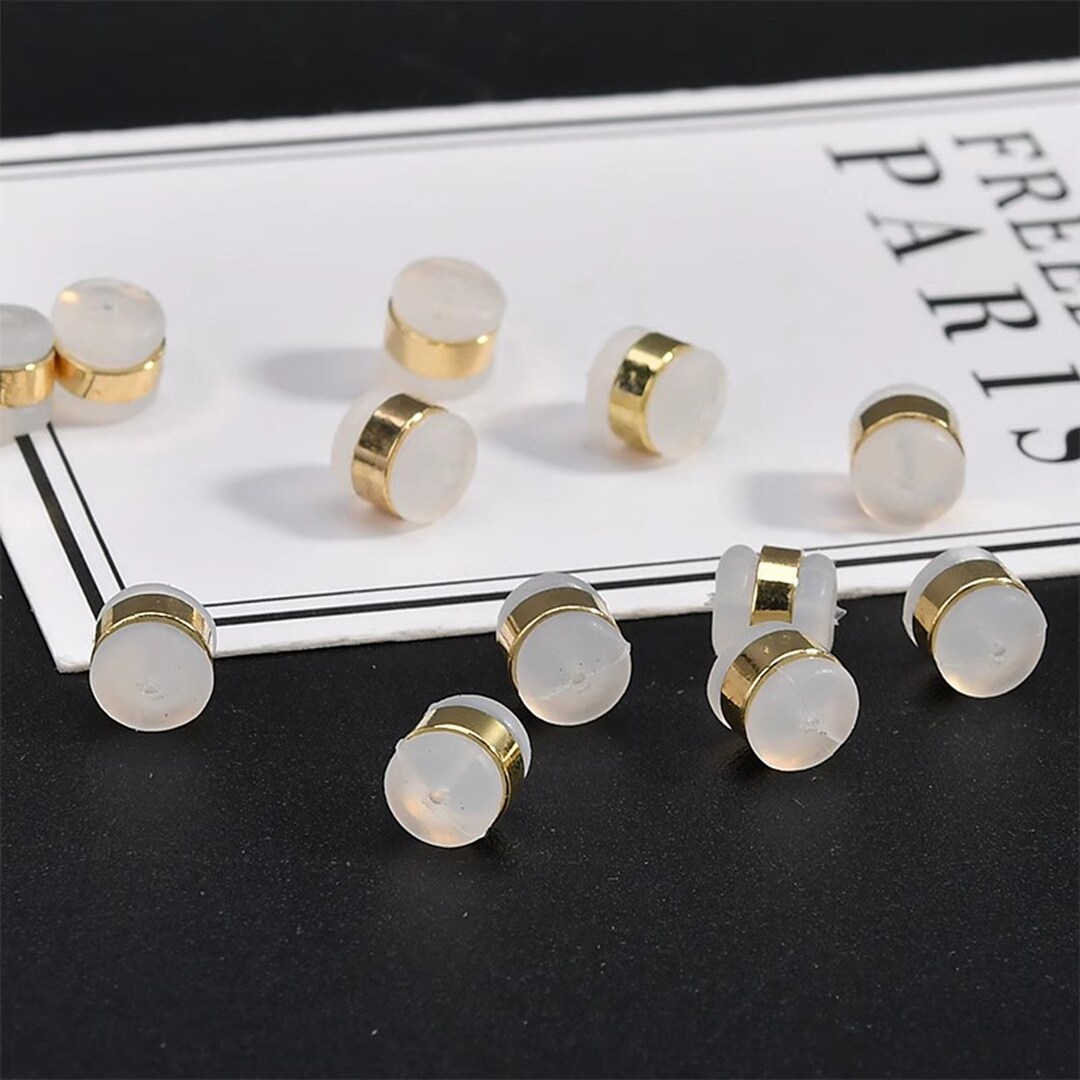 10PCS 18K Gold Plated Clutch Earring Backs,backings,silicone Ear Nuts ...