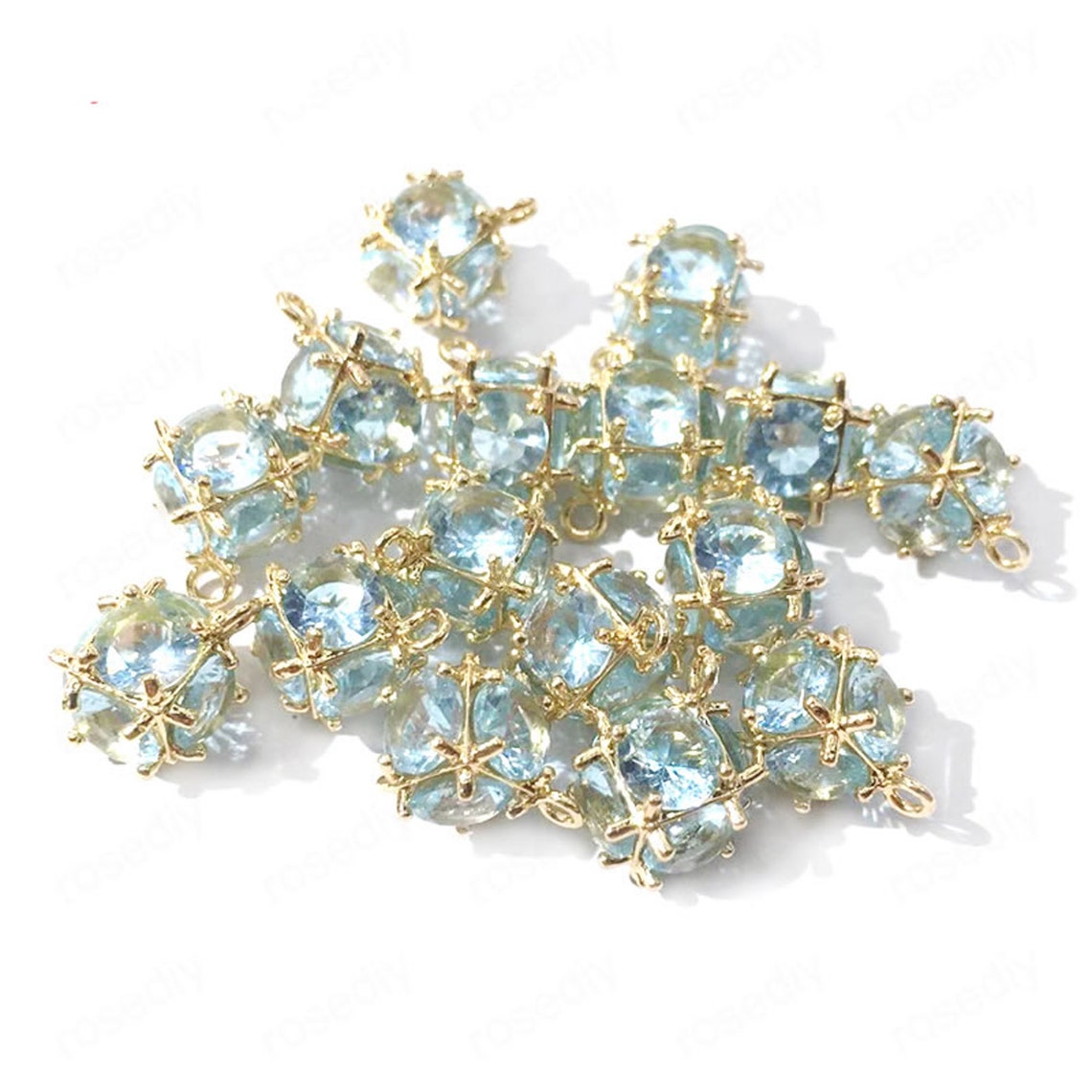 Bulk 50pcs CZ Pave Charm Clear Zircon Ball Birthstone | Etsy