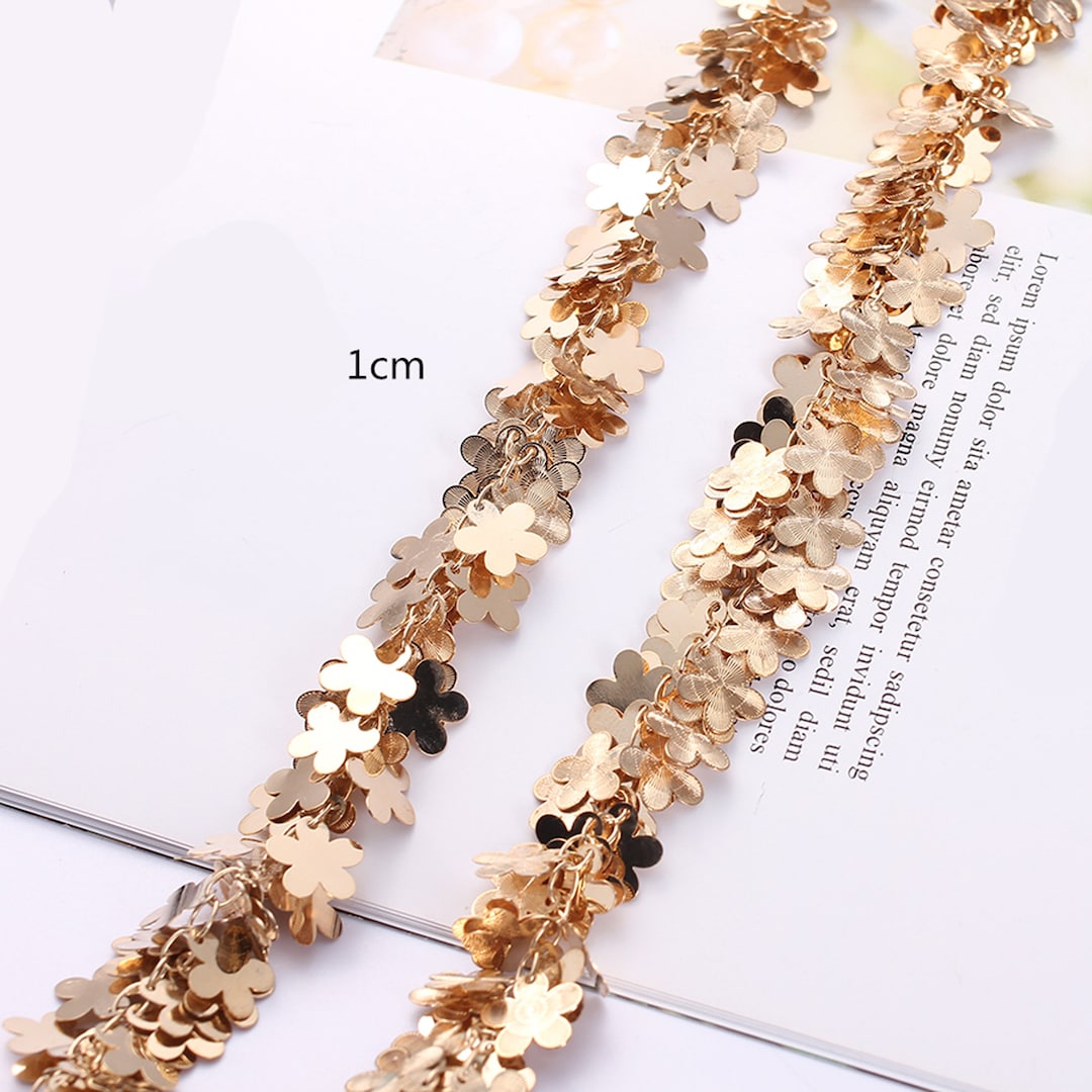 3.3 Feet/1m Gold Plated Brass Flower Chain, Dainty Flower Chain Chains ...