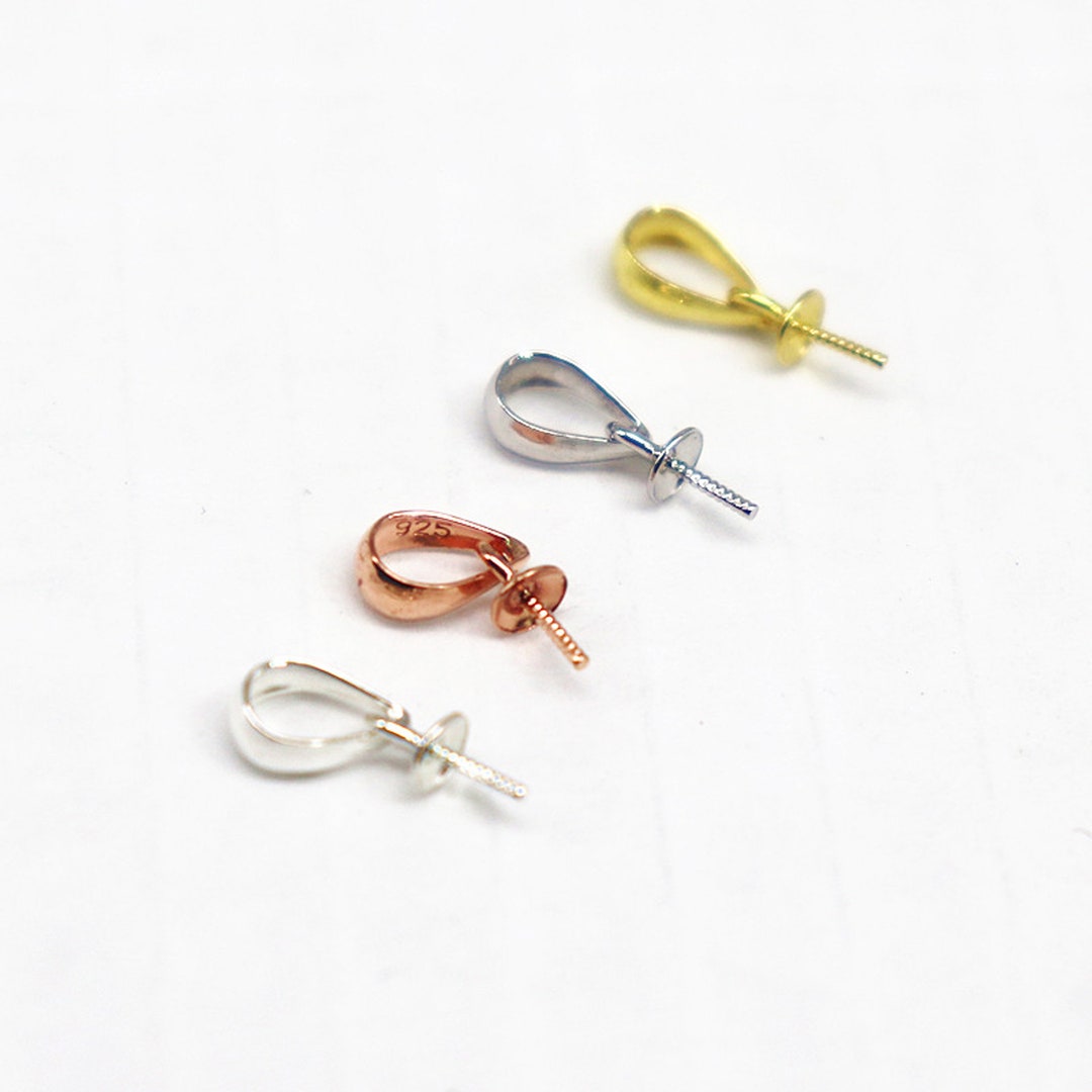 10pcs - 925 Sterling Silver Bail, Pearl Cup and Peg Bail, for Half ...