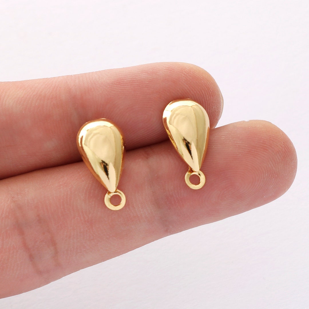 10PCS Real Gold Plated Teardrop Earrings, Geometric Earring Attachment ...