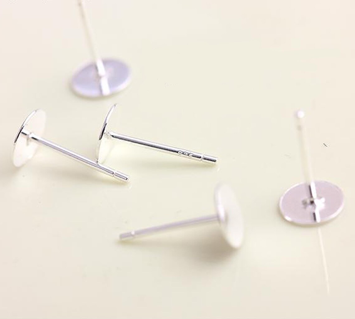 50PAIR 925 Sterling Silver Earring Posts Earring Stud Cabochon - Etsy