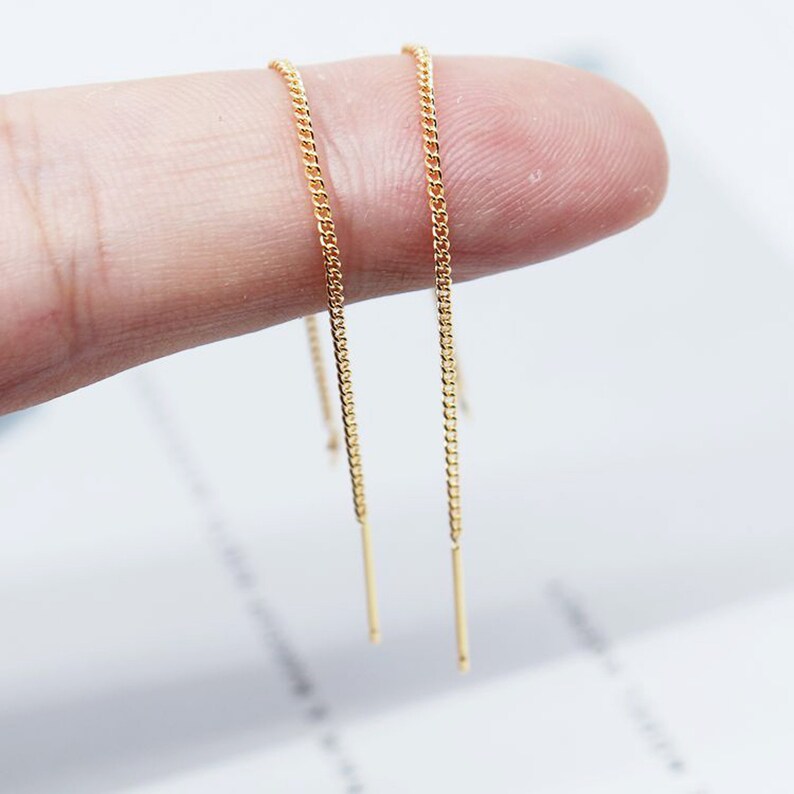 10PCS Real Gold Plated Threader Earrings, Brass Thread Earrings , Chain ...