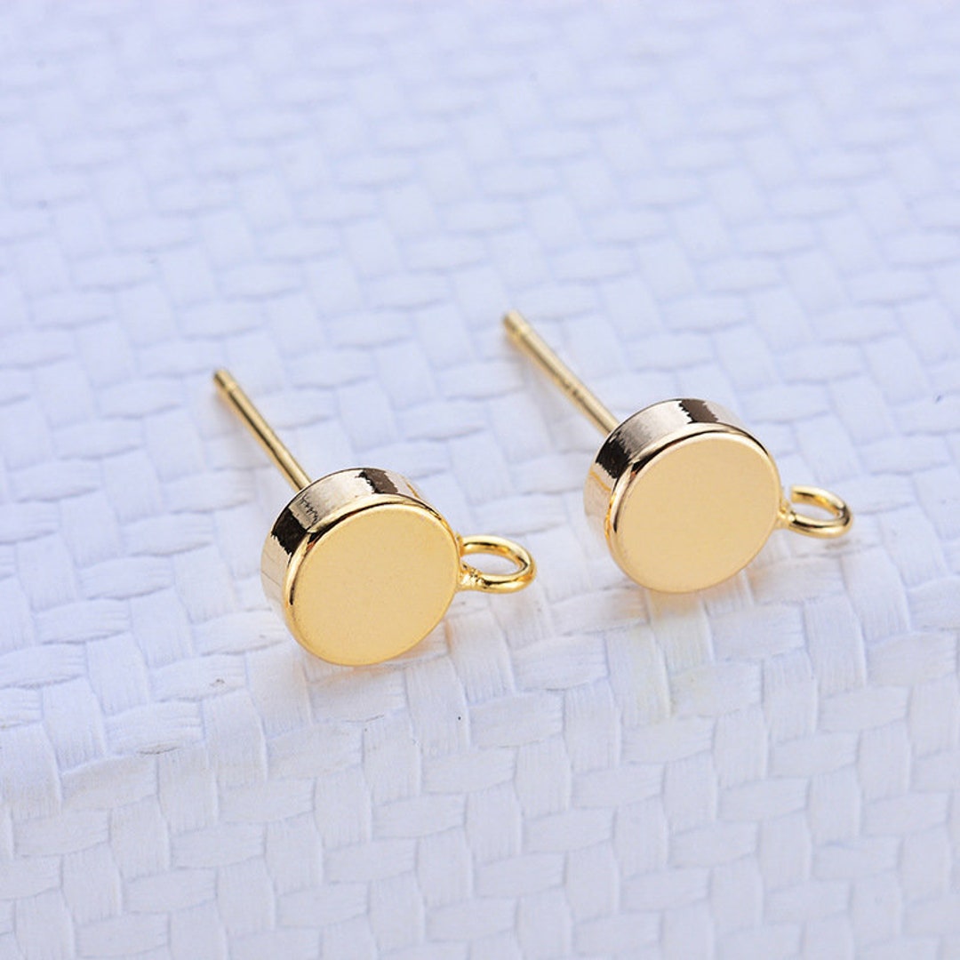 10PS Real 18K Gold Plated Round Earrings,round Earrings, Geometric ...