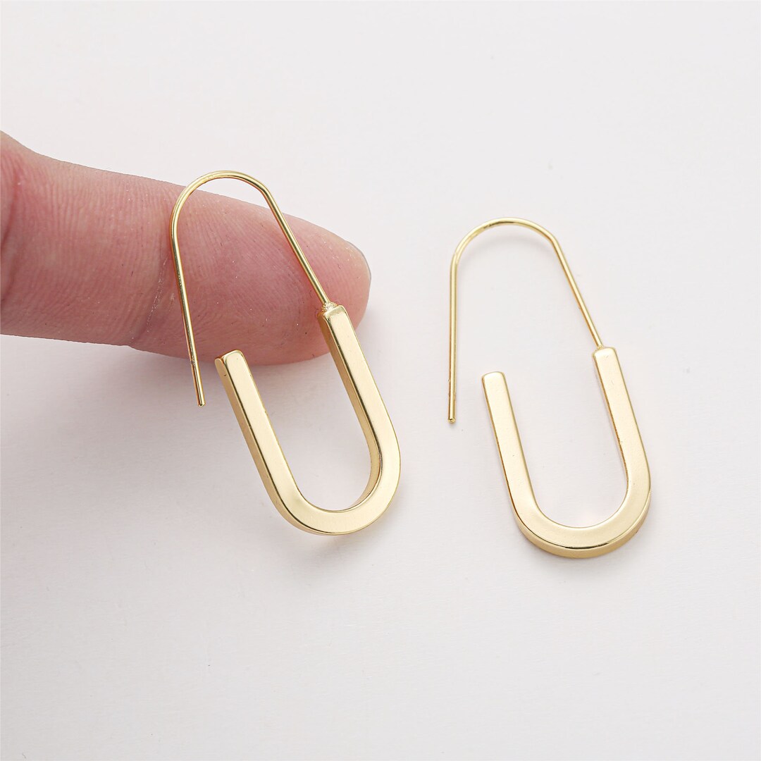 6pcs Quality Real Gold Plated Safety Pin Earrings,pin Hoop Earrings ...