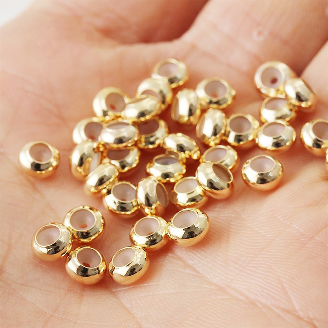 10pcs Real Gold Plated Rubber Stopper Bead 6mm/8mm Silicone Slider ...