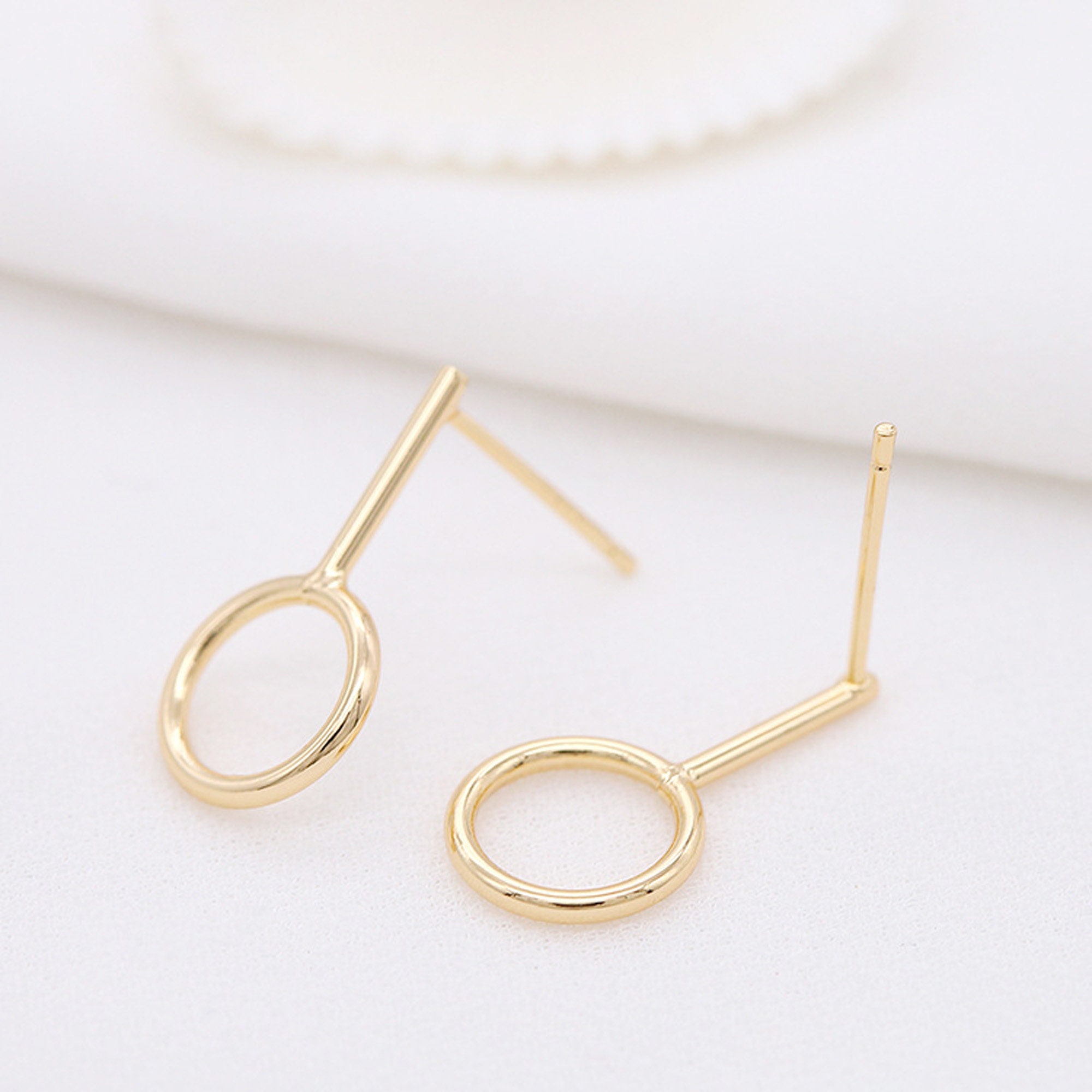 10PCS Real Gold Plated Circle Earrings,geometric Earring,round Post ...