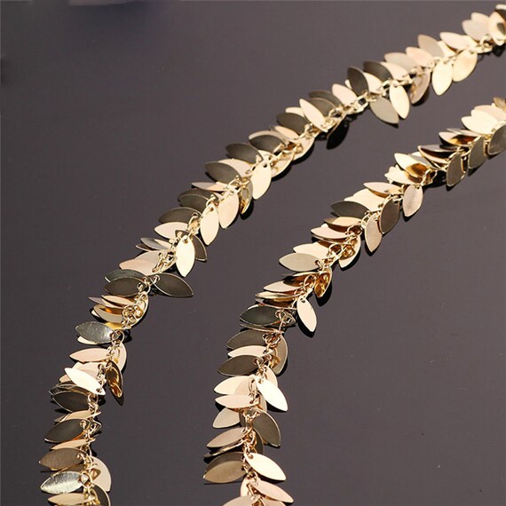 3.3 Feet/1m Gold Plated Brass Leaves Chain Dainty Leaves | Etsy