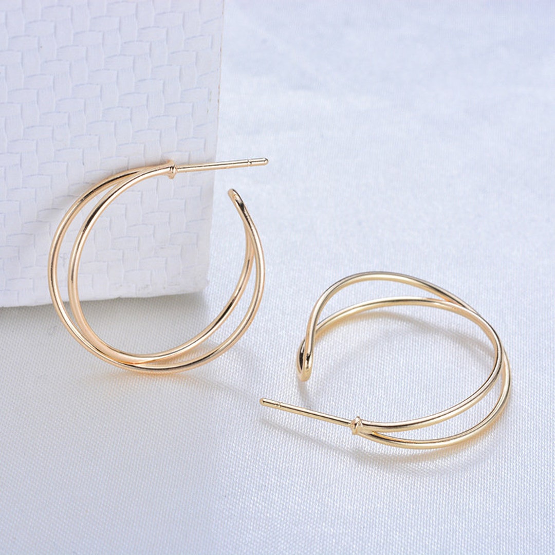 10PCS Real 18K Gold Plated C Shape Earrings, Earring Attachment ...