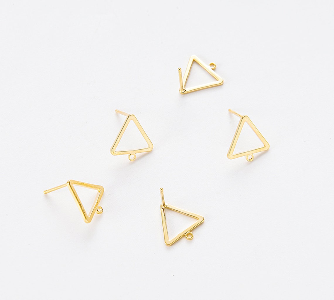 10PCS Real Gold Plated Triangle Earrings Geometric Earring | Etsy