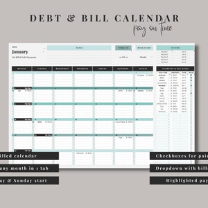 Bill Calendar Spreadsheet, Bill Tracker Spreadsheet, Google Sheets ...
