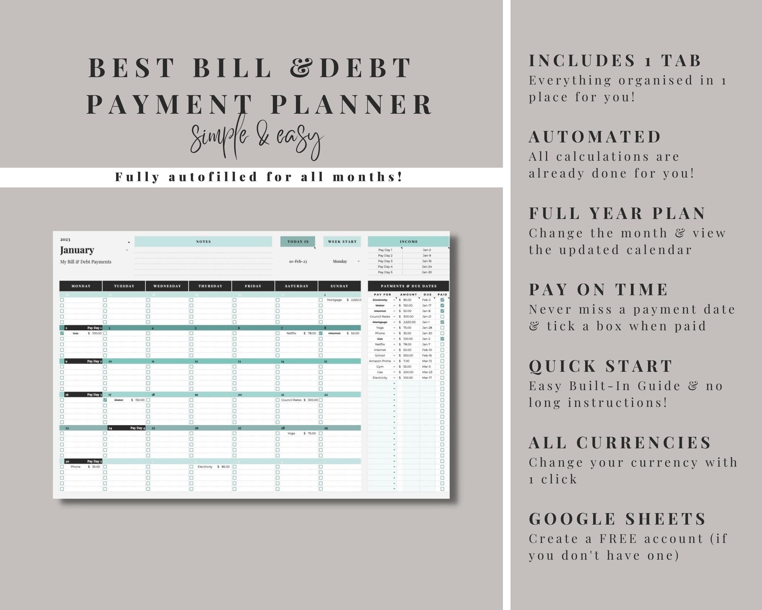 Bill Calendar Spreadsheet, Bill Tracker Spreadsheet, Google Sheets ...