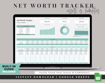 Net Worth Tracker Spreadsheet for Google Sheets, Net Worth Calculator ...