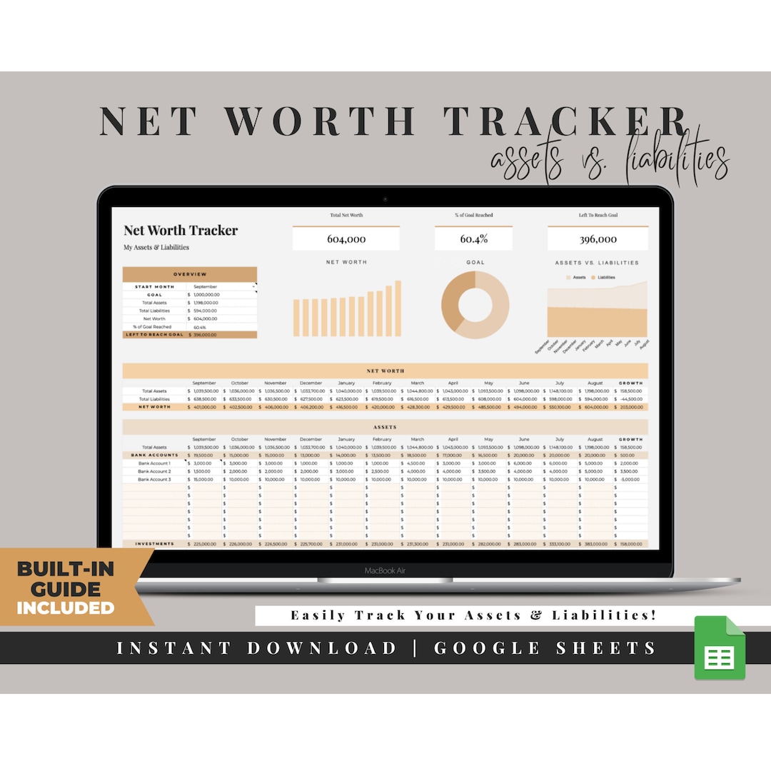 Net Worth Tracker, Net Worth Spreadsheet, Personal Finance Planner ...