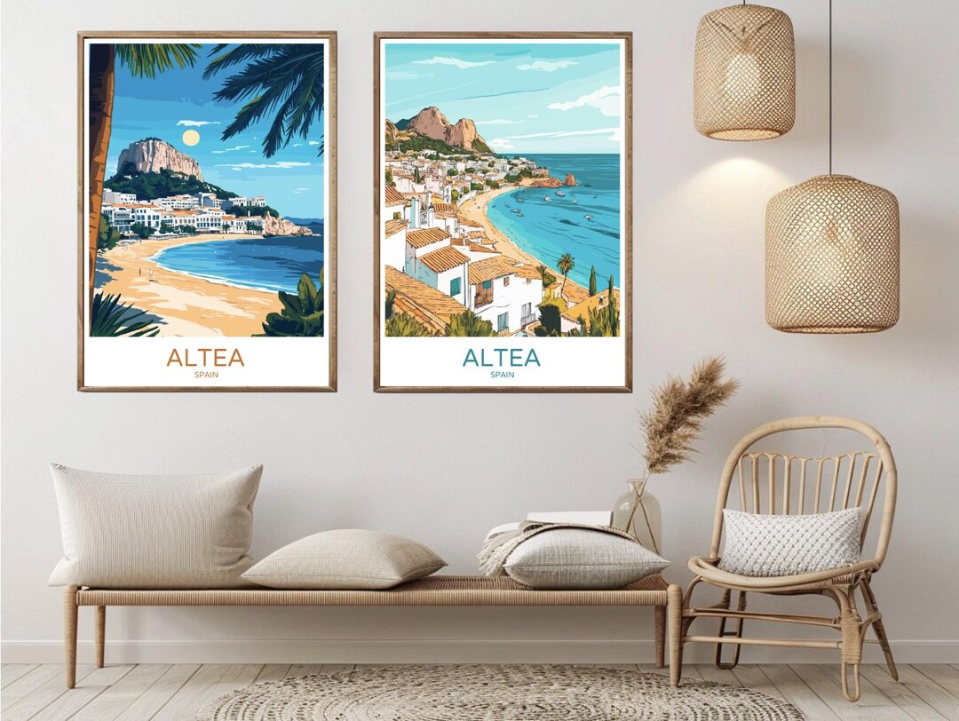 Altea Spain Poster Travel Paper Print Altea Alicante Costa Blanca Beach ...