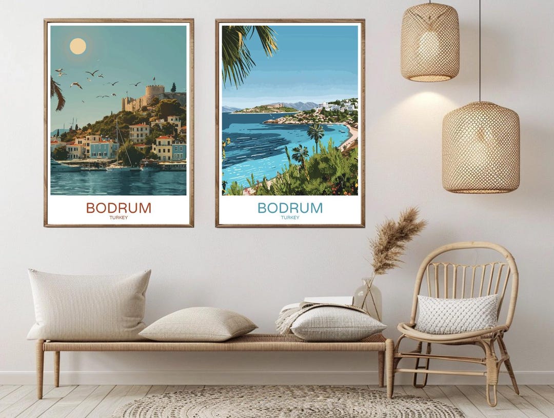 Bodrum Turkey Poster Travel Paper Print Bodrum Muğla Gulf of Gökova ...
