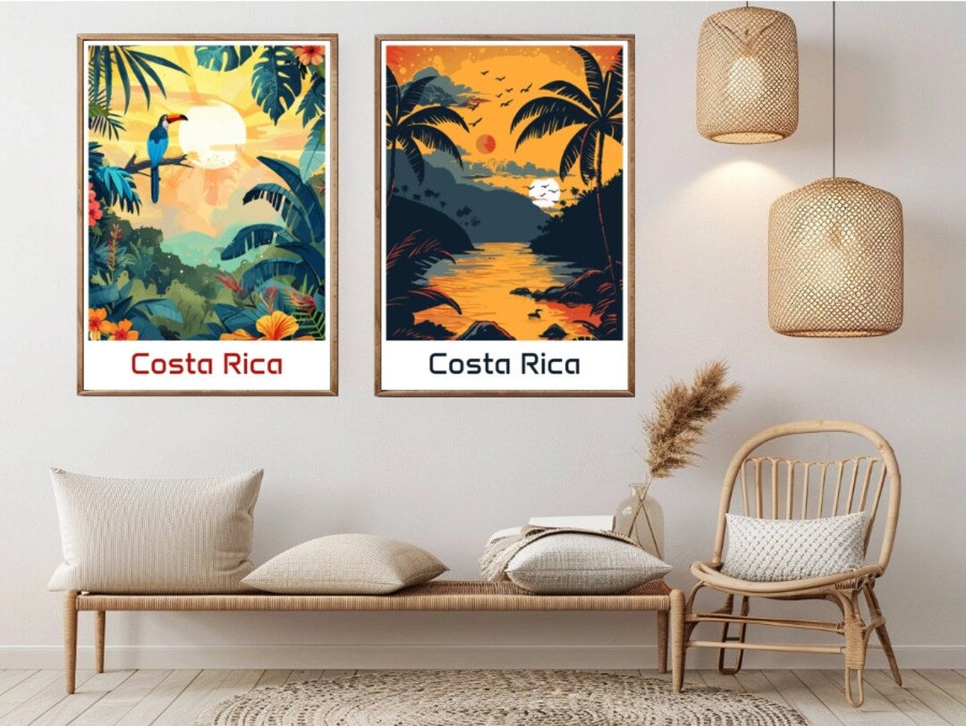 Costa Rica Poster Travel Print Costa Rica Canvas Vintage Travel Poster ...