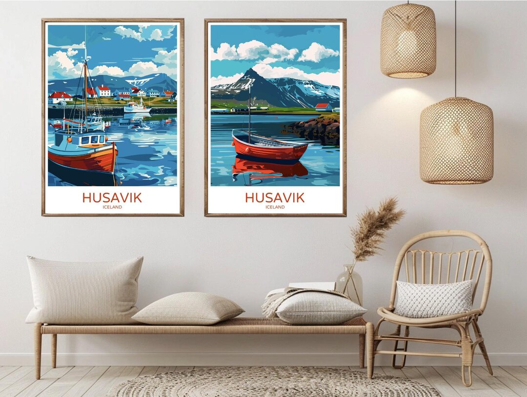 Húsavík Iceland Poster Travel Paper Print Iceland Skjálfandi Húsavík ...