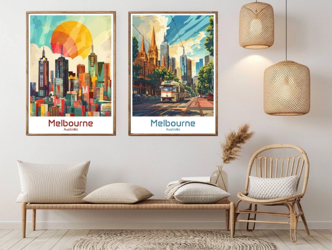 Melbourne Australia Poster Travel Paper Print Melbourne Victoria Canvas ...