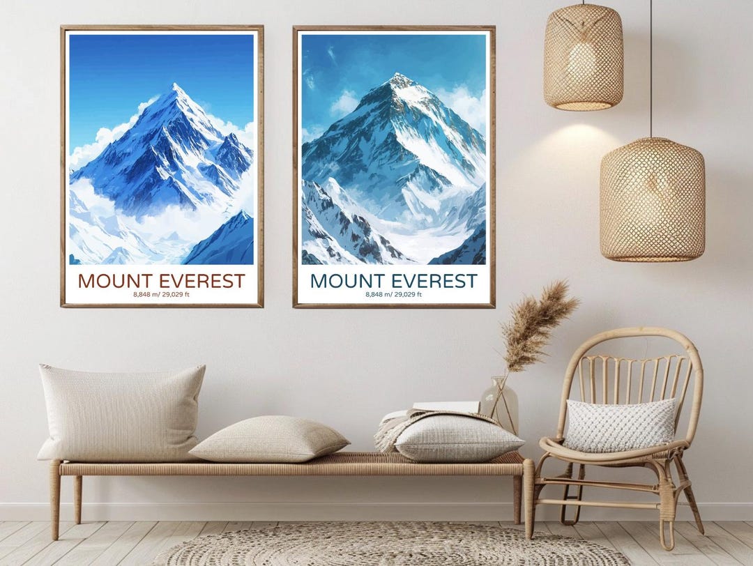Mount Everest Sky Poster Travel Paper Print China Nepal Mahalangur ...