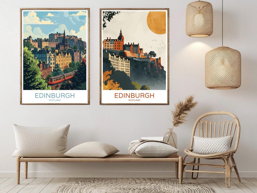 Edinburgh Castle Skyline Scotland Poster Travel Paper Print Castle ...