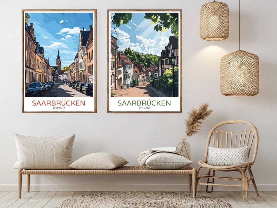 Saarbrücken Germany Poster Travel Paper Print Saarbrücken Saar River ...