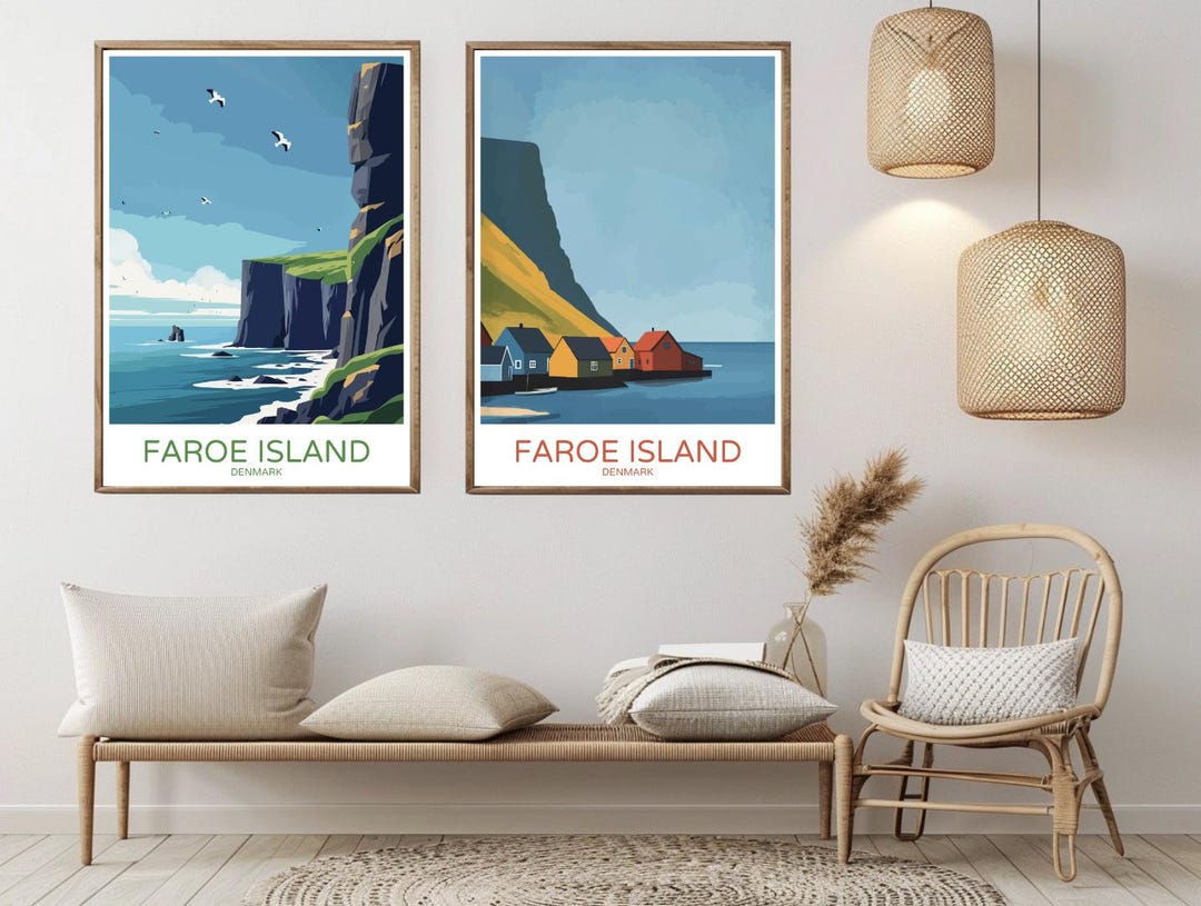 Faroe Islands Travel Poster: Vintage Denmark Art Print - Etsy