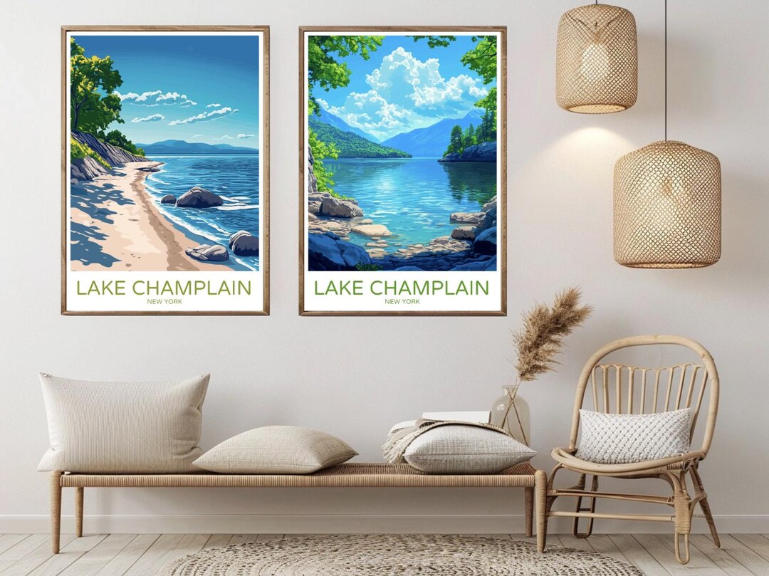 Lake Champlain New York Poster Travel Paper Print New York NYC Lake ...