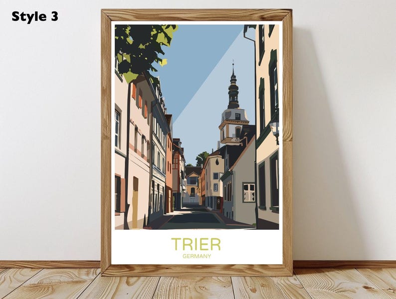 Trier Germany Travel Poster: Vintage City View Wall Art - Etsy