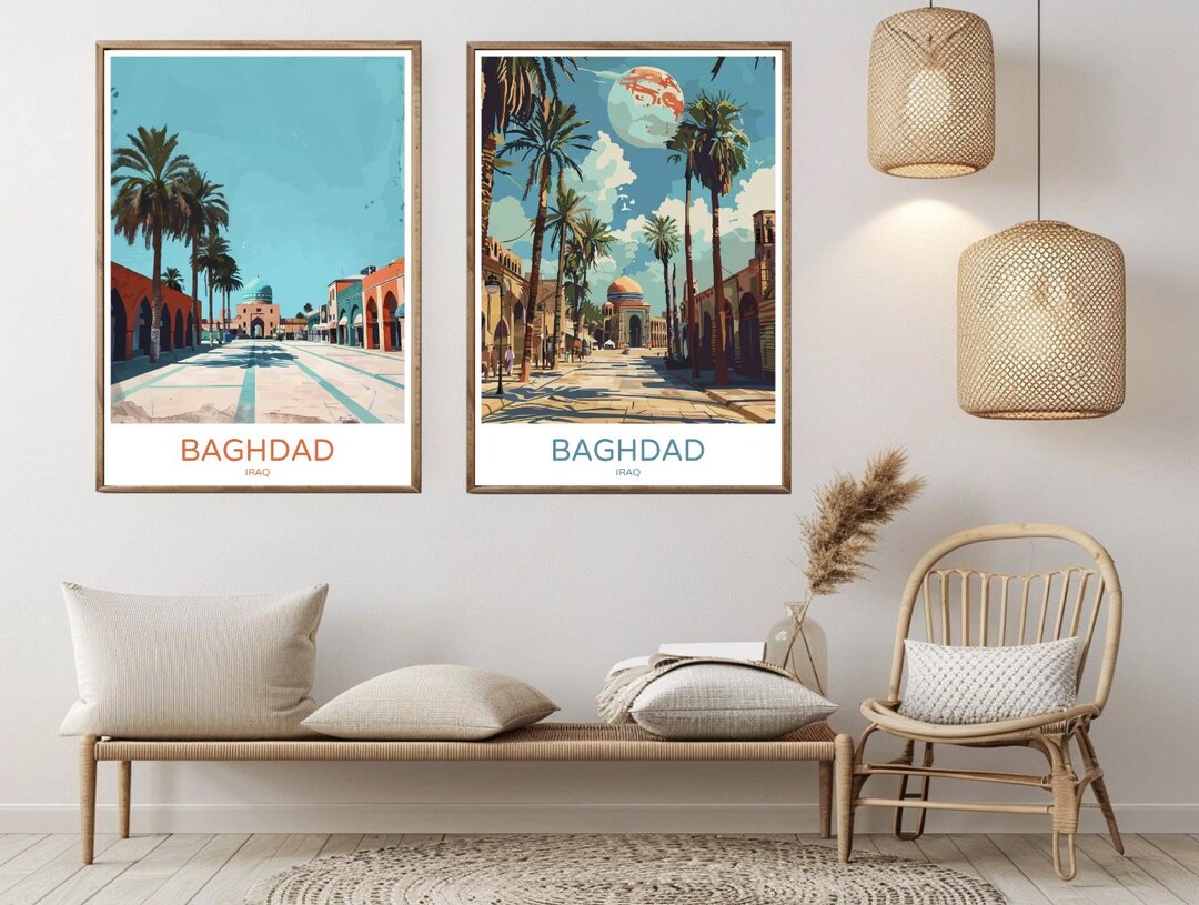 Baghdad Iraq Poster Travel Paper Print Baghdad Sunset Tigris River Arab ...