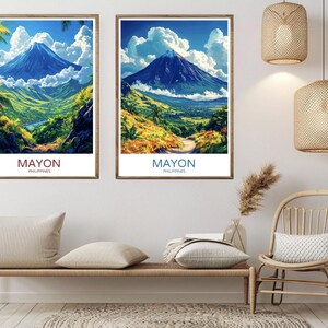 Mayon Volcano Philippines Travel Poster Digital Print Mount Mayon Albay ...