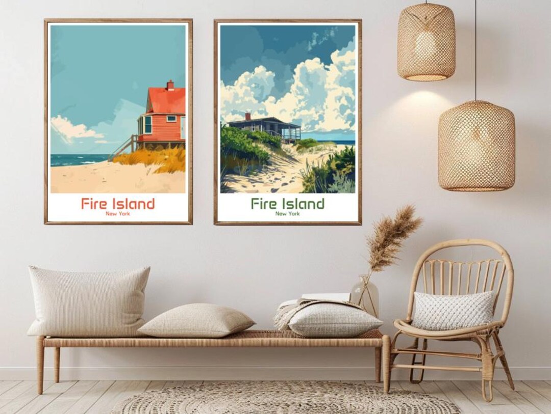 Fire Island New York Poster Travel Paper Print Fire Island South Shore ...