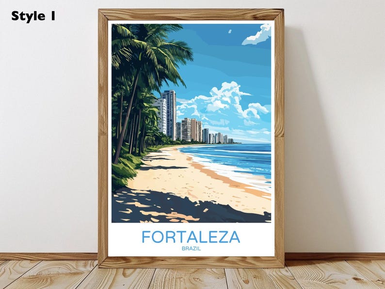 Fortaleza Brazil Travel Poster: Beach Scene Vintage Art Print - Etsy