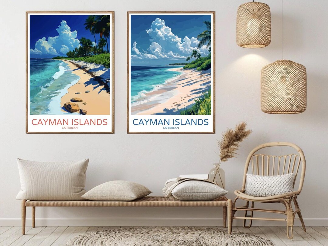 Cayman Islands Caribbean Poster Print Cayman Caribbean Sea Canvas ...