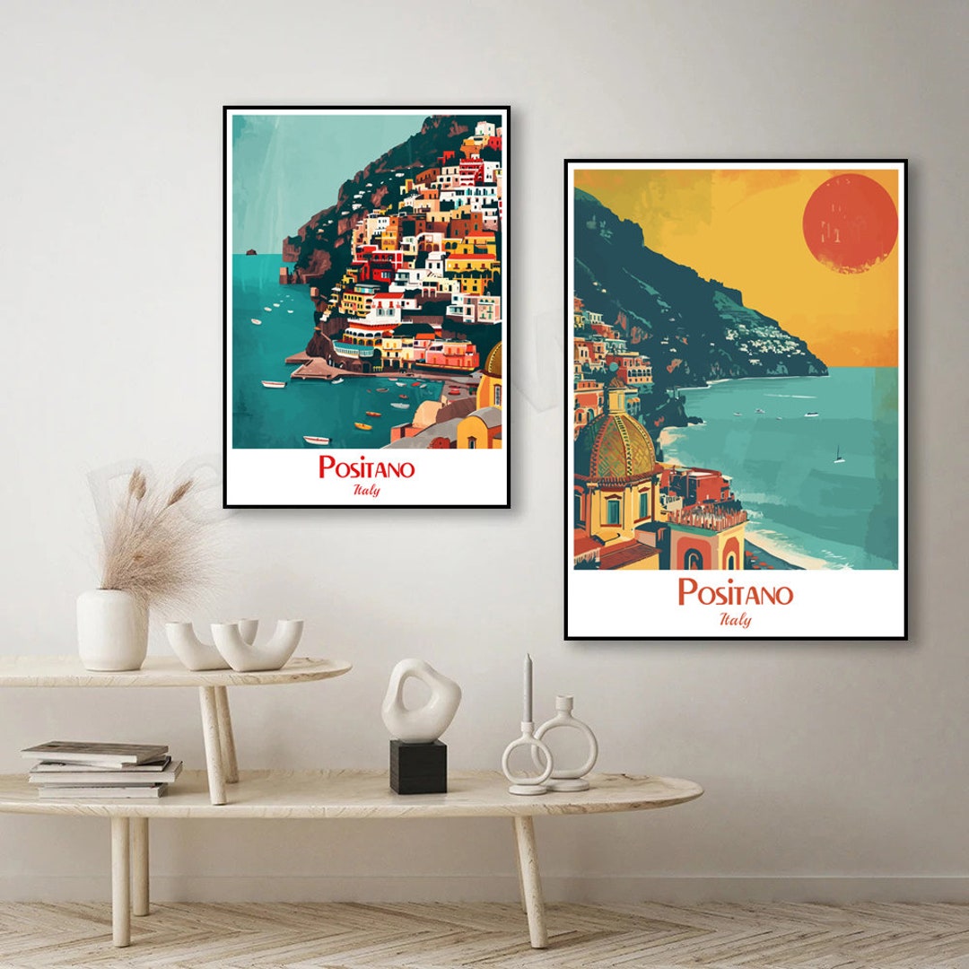 Positano Italy Travel Poster Campania Positano Canvas Print Vintage ...