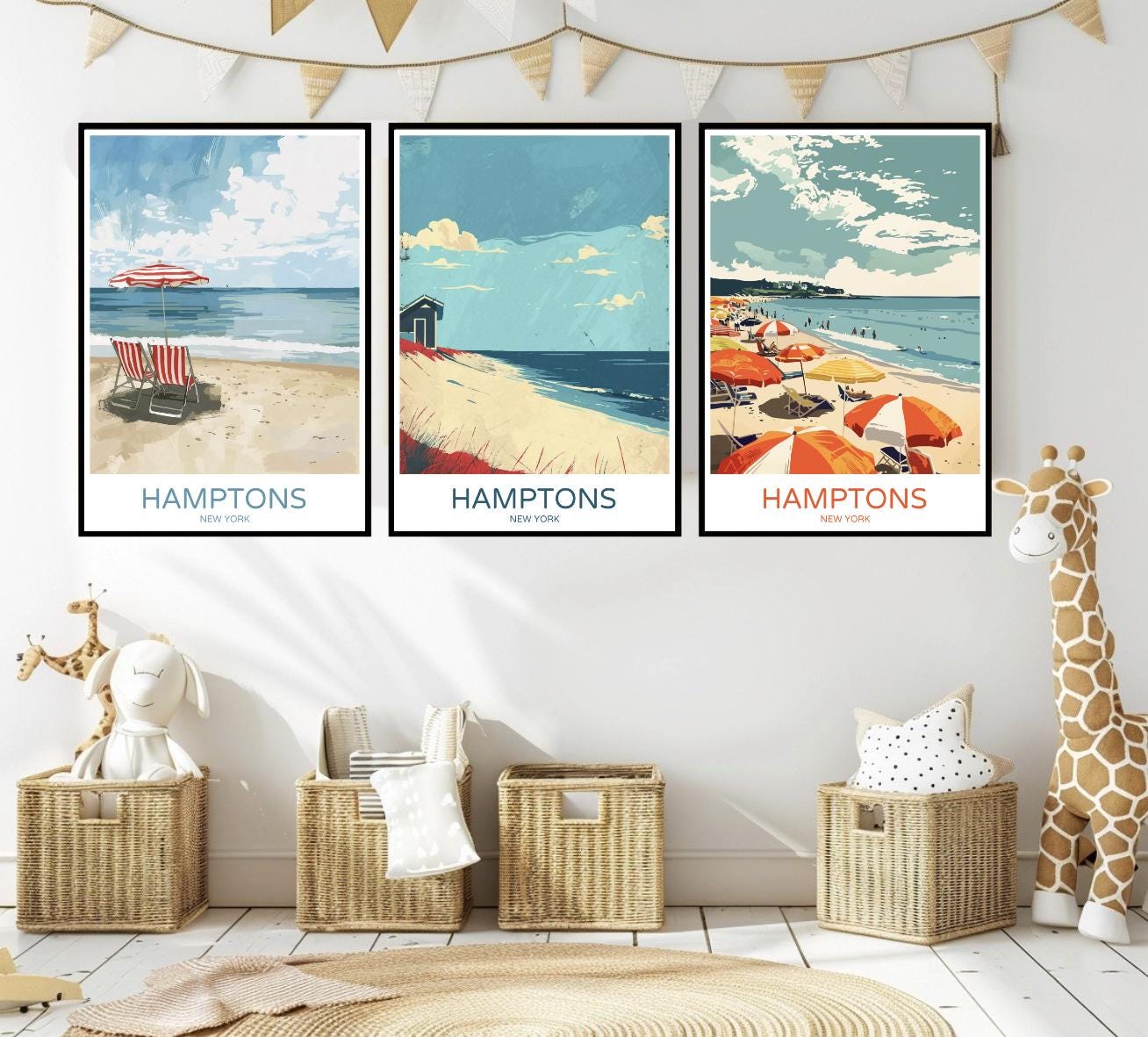 Hamptons New York Beach Poster Travel Paper Print New York Hamptons ...