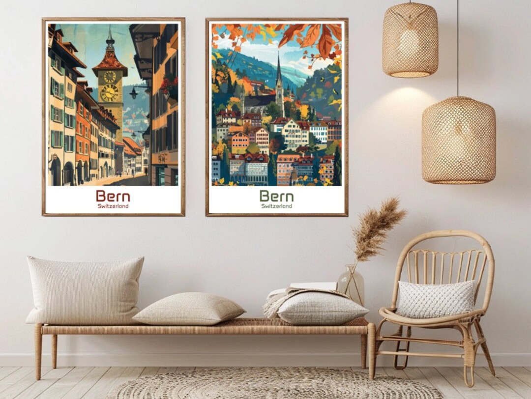Bern Switzerland Poster Travel Print Canvas Switzerland Bern Vintage ...