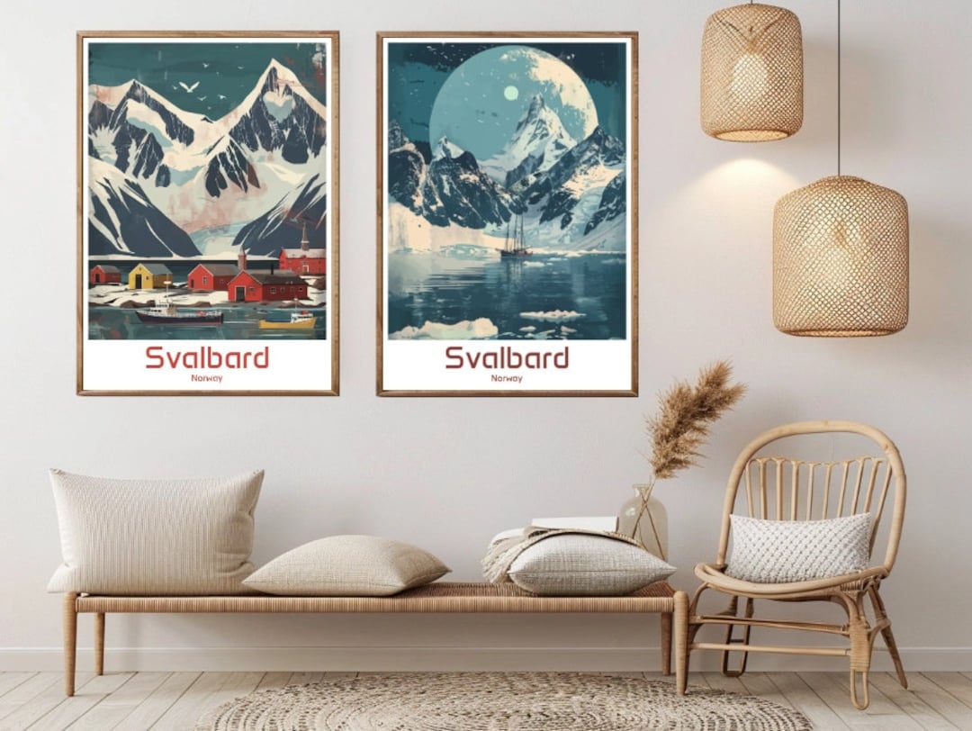Svalbard Norway Poster Travel Print Canvas Norway Svalbard Vintage ...