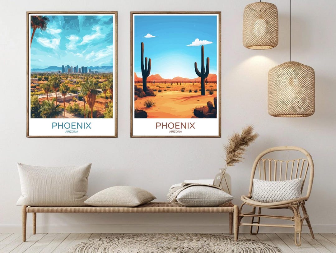 Phoenix Arizona Poster Travel Paper Print Arizona Skyline Phoenix ...