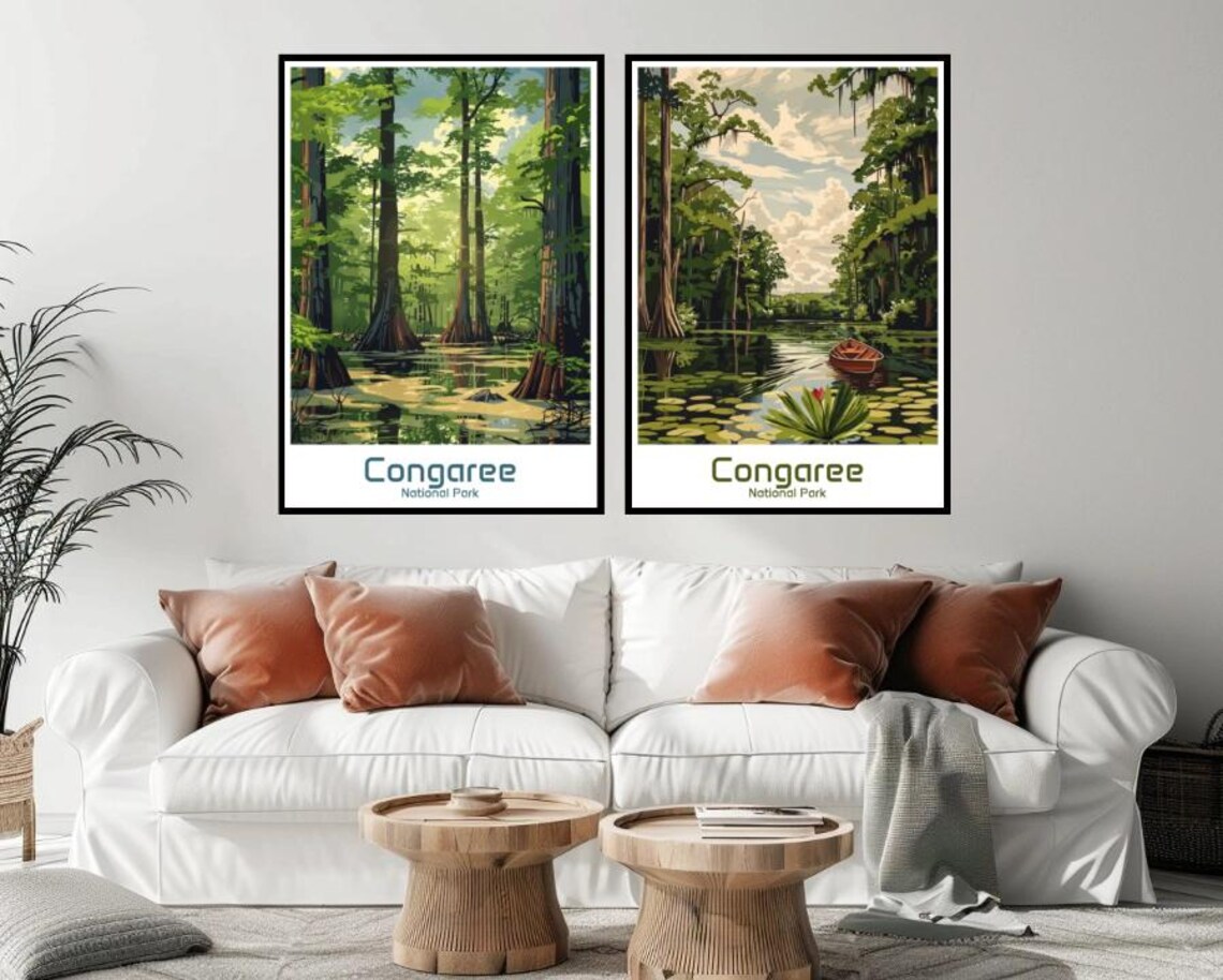 Congaree National Park Poster Travel Paper Print Congaree Park South ...