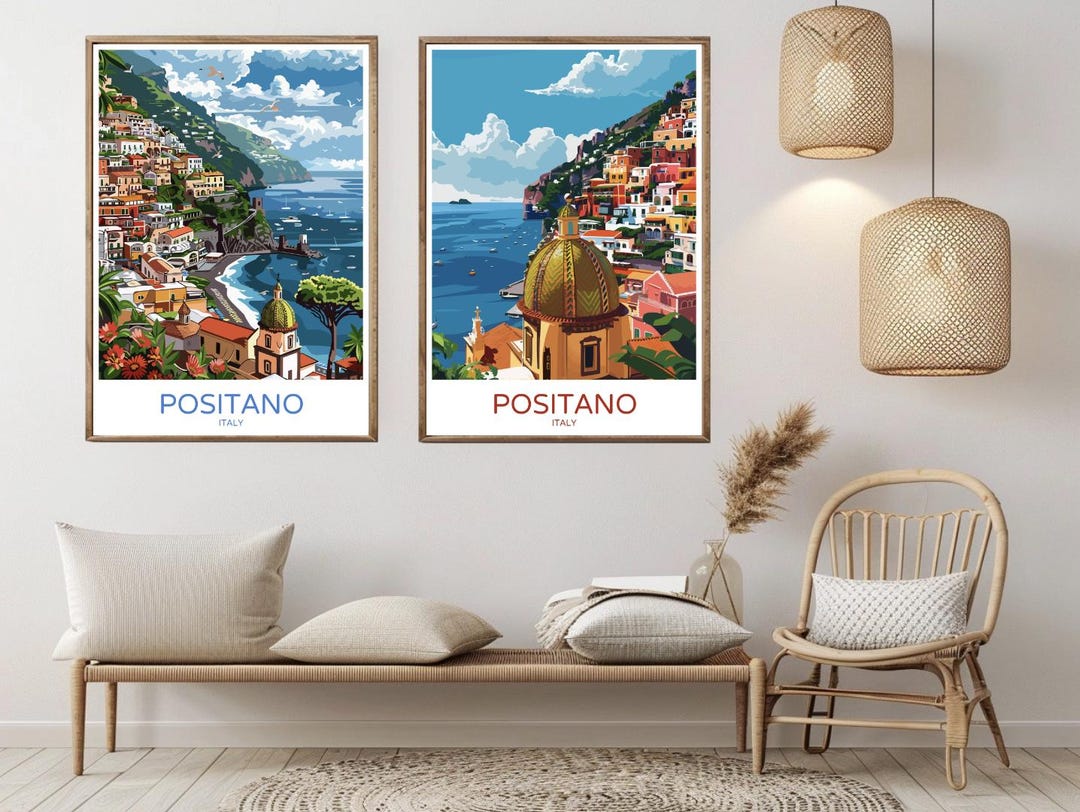Positano Italy Poster Travel Paper Print Amalfi Coast Positano Salerno ...