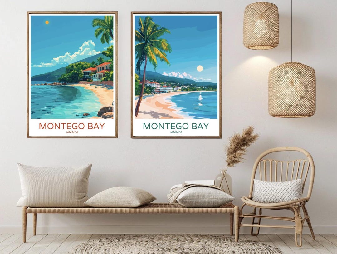 Montego Bay Jamaica Vintage Travel Poster: Caribbean Sea Art Print - Etsy